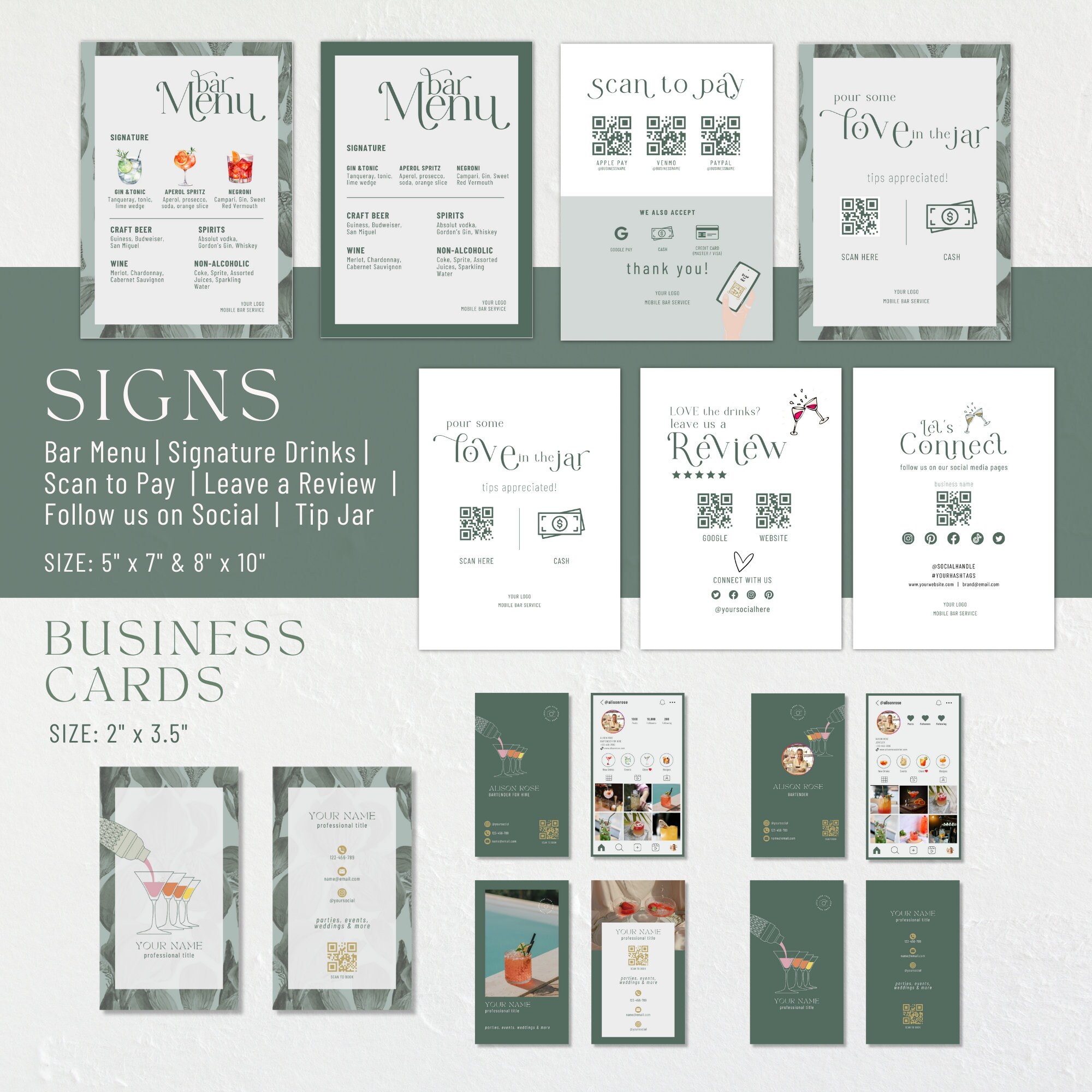 Mobile Bar Contract Template Bundle, Mobile Bartender Editable Canva ...