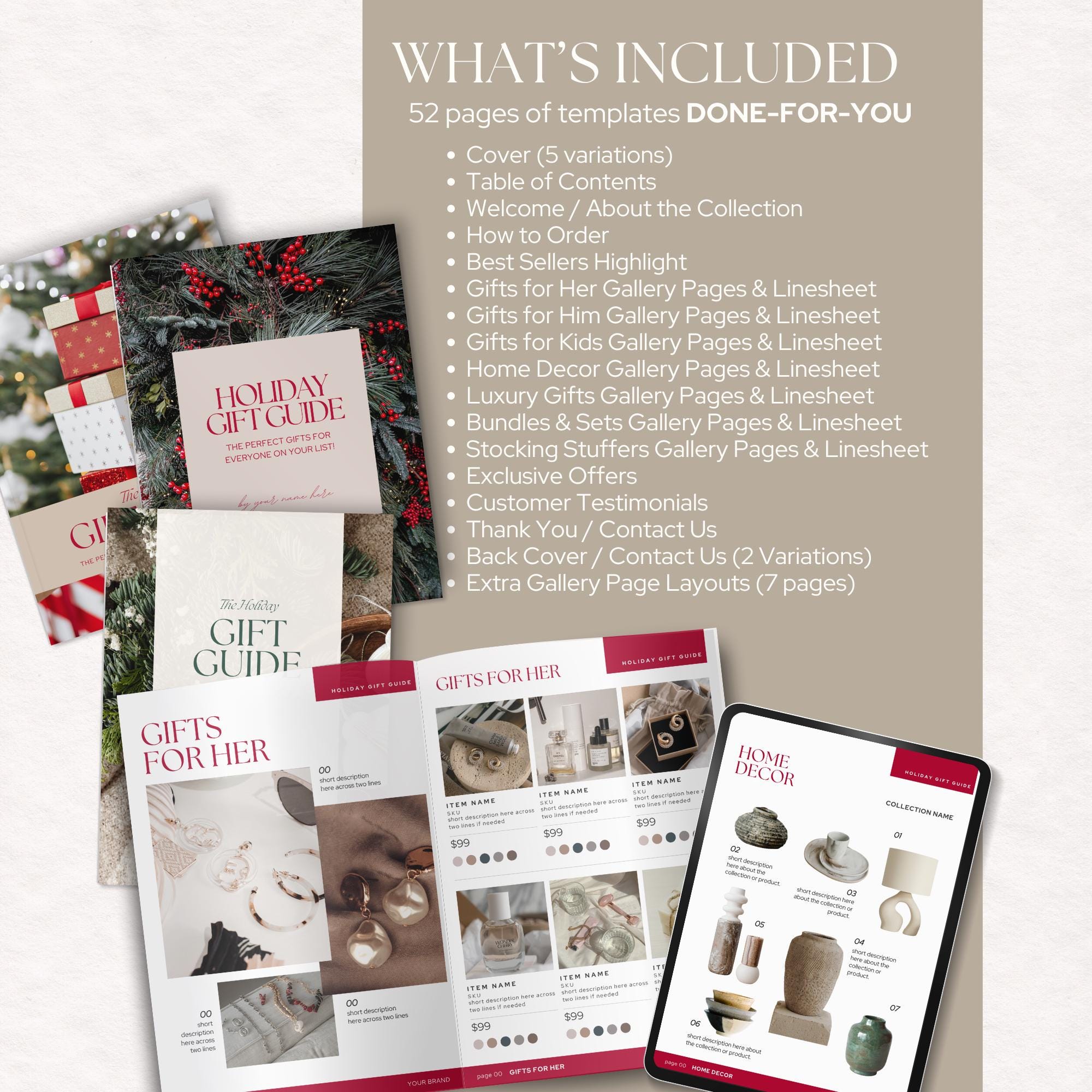 Holiday Gift Guide Canva Template, Christmas Product Catalog, Canva ...