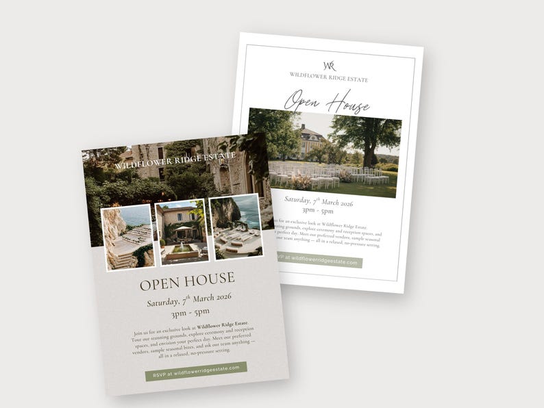 Wedding Venue Marketing Template Bundle for Open House Event, Editable ...