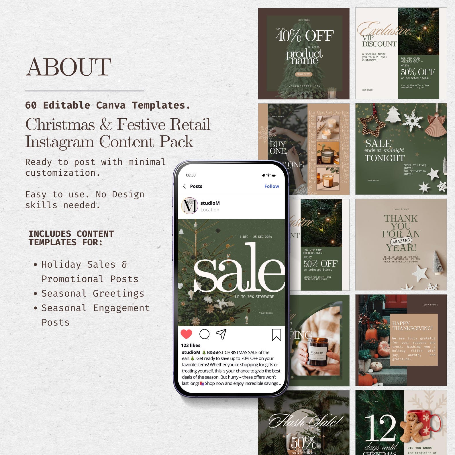 Christmas Instagram Templates, Canva Holiday Social Media Templates ...