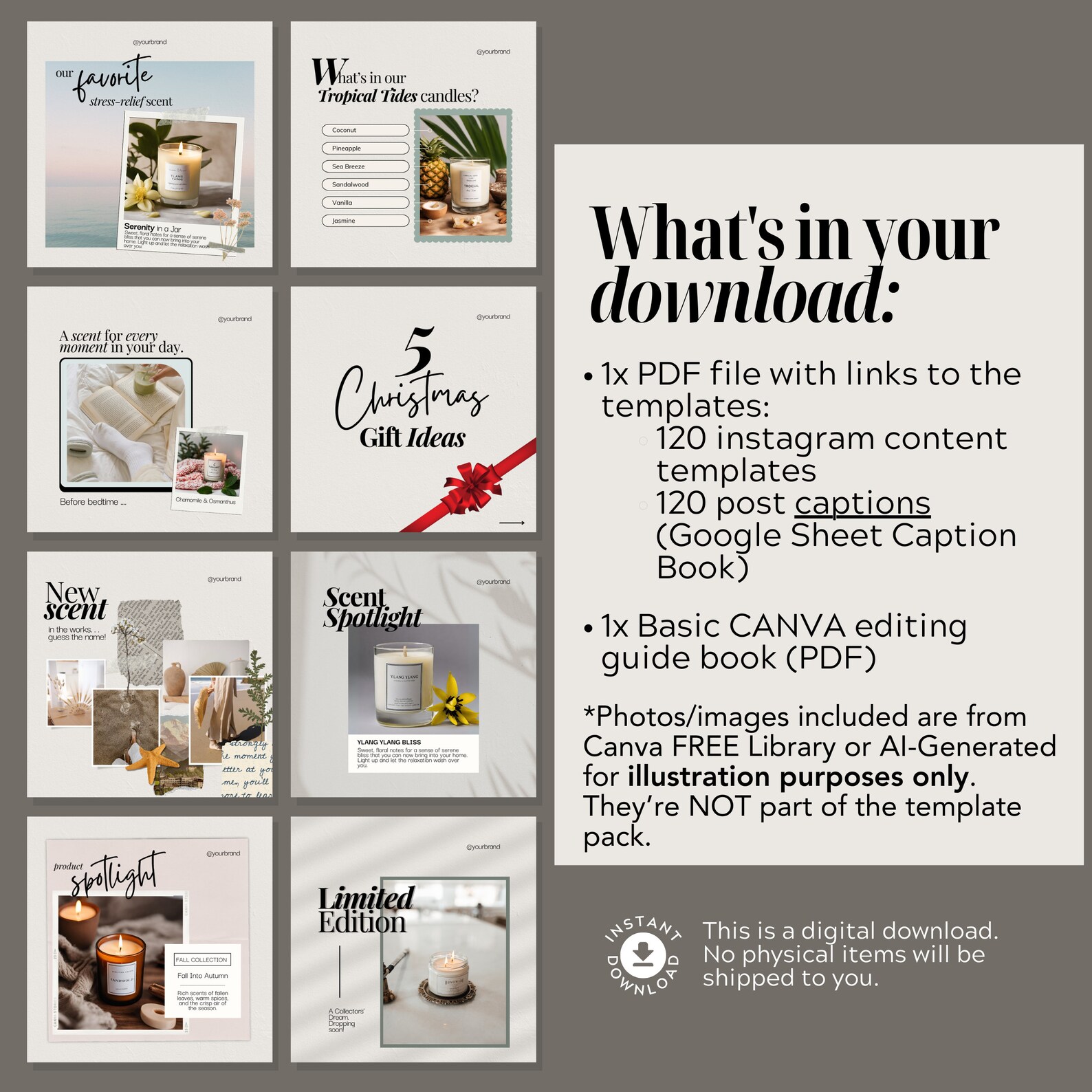 Candle Business Instagram Template and Caption, Canva Social Media ...