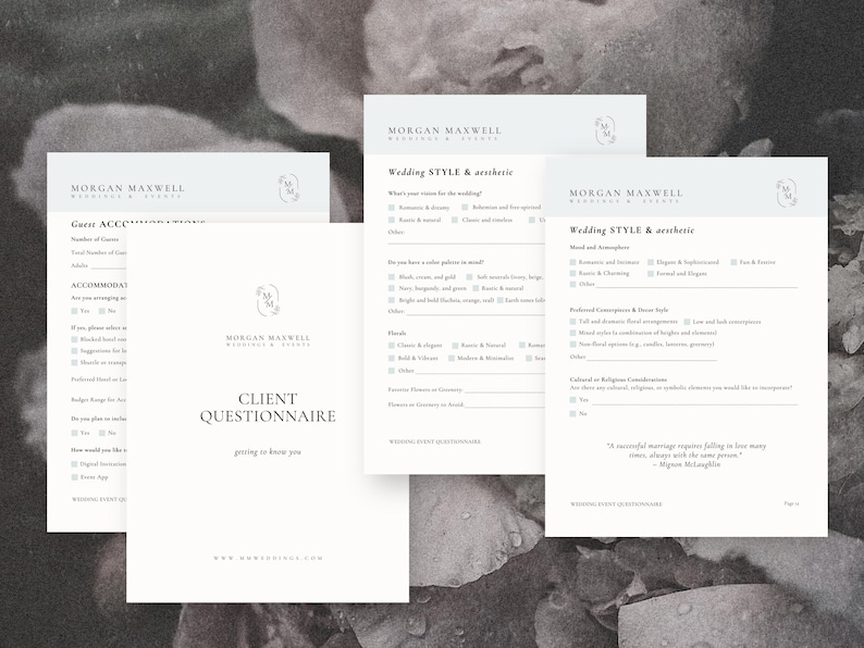 Wedding Planner Client Questionnaire Template, Wedding Client ...