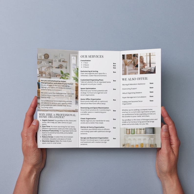 Professional Organizer Trifold Brochure, Canva Brochure Template ...