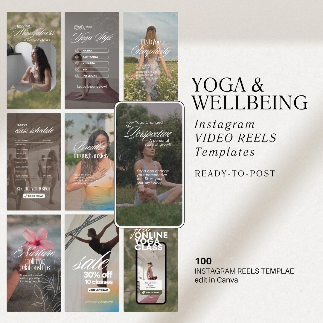 Yoga Teacher Instagram Reels Template, Wellbeing Canva Instagram Reels ...