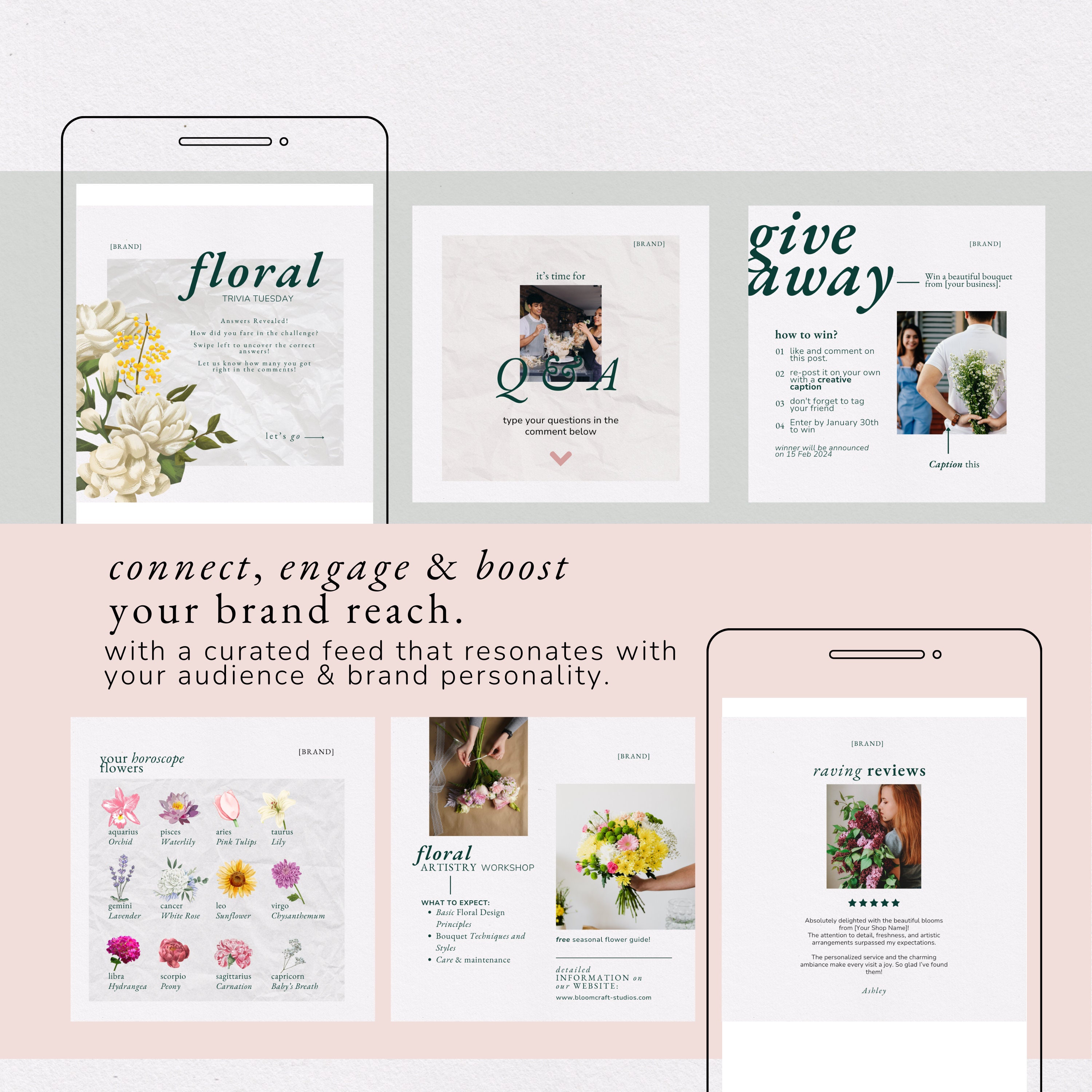 150 Florist Instagram Post Template, Canva Social Media Template ...