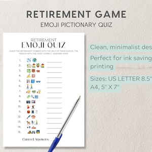 Retirement Party Emoji Game Emoji Pictionary Minimalist - Etsy