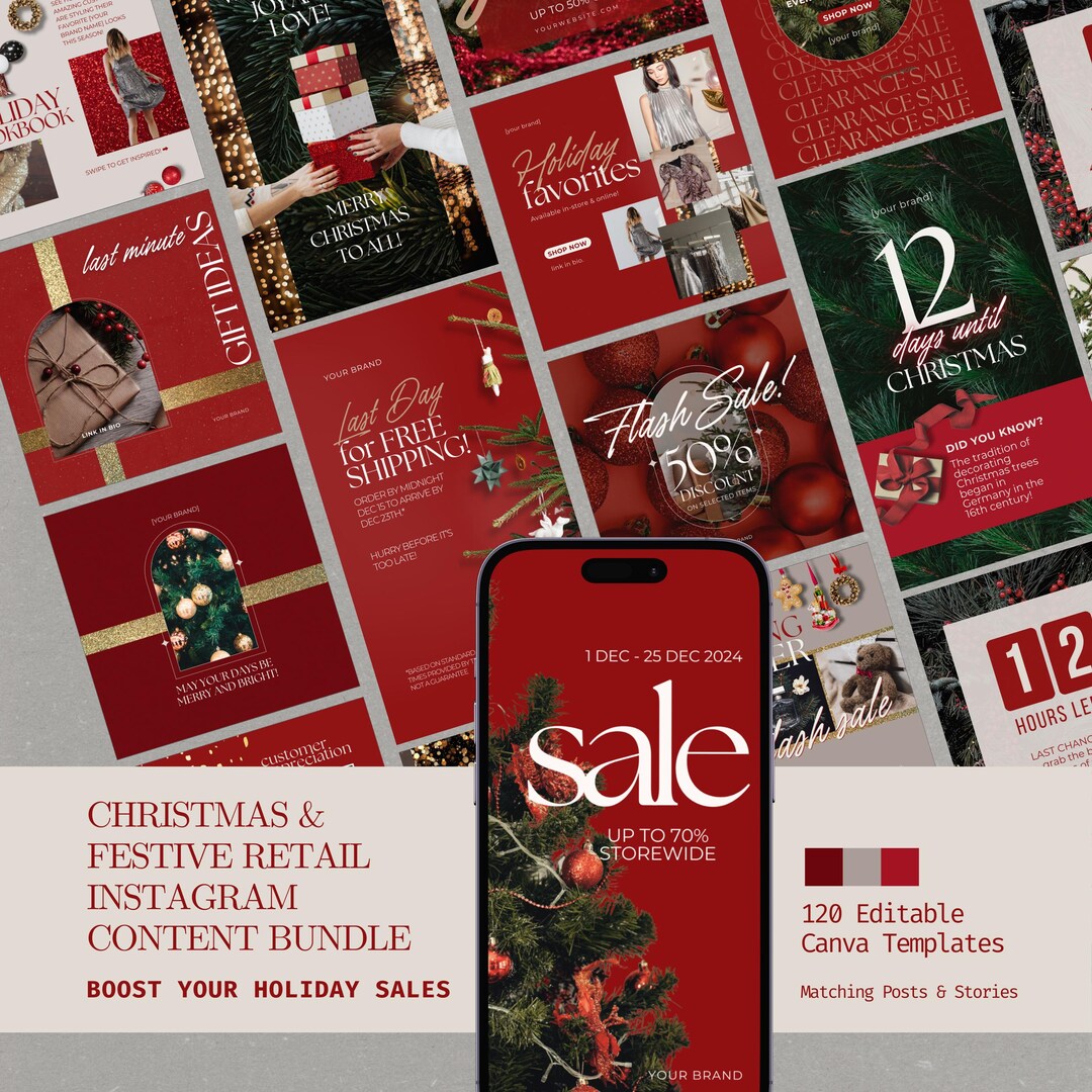 Christmas Instagram Templates, Canva Holiday Social Media Templates ...
