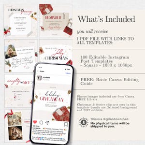 Christmas Instagram Post Templates, Advent Calendar Instagram, Holiday ...