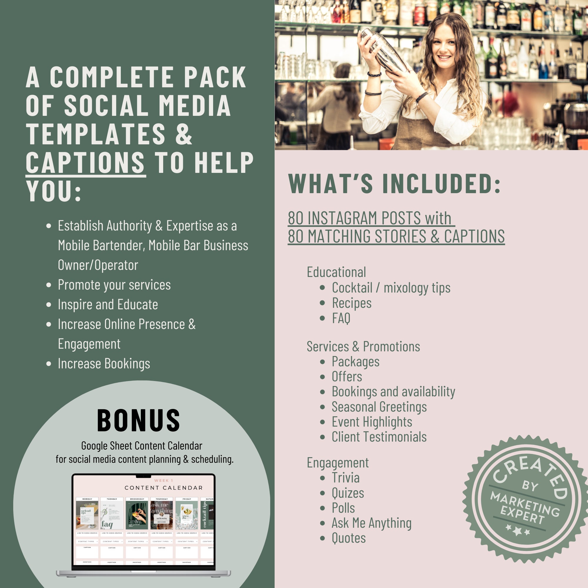 Mobile Bar Instagram Posts and Stories Templates, Editable Mobile Bar ...