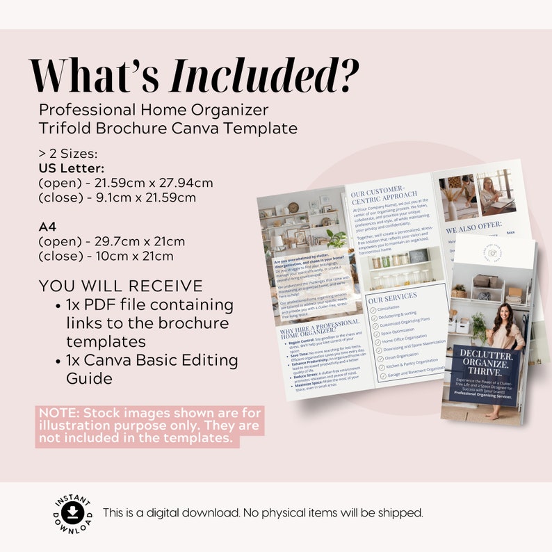 Professional Organizer Trifold Brochure, Canva Brochure Template ...