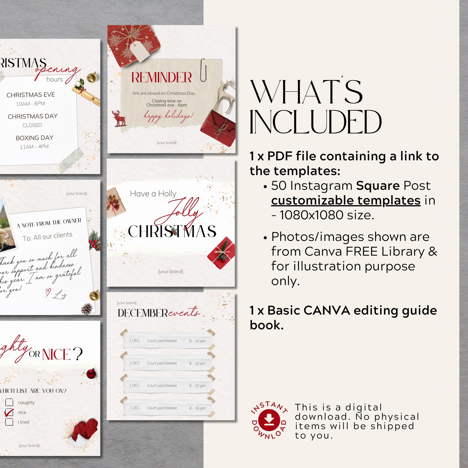 12 Days of Christmas Instagram Templates for Retail Shops, Editable ...