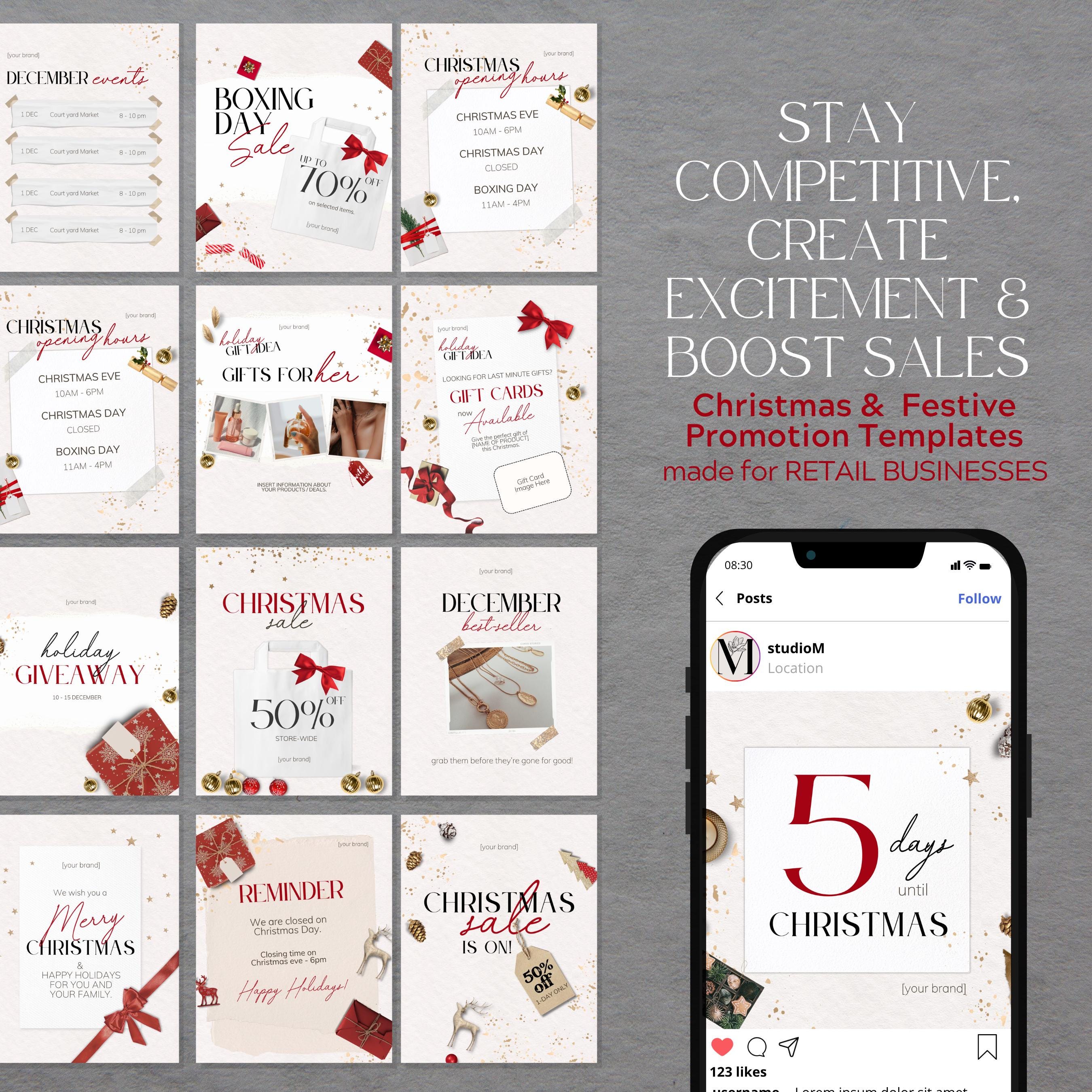 12 Days of Christmas Instagram Templates for Retail Shops, Editable ...