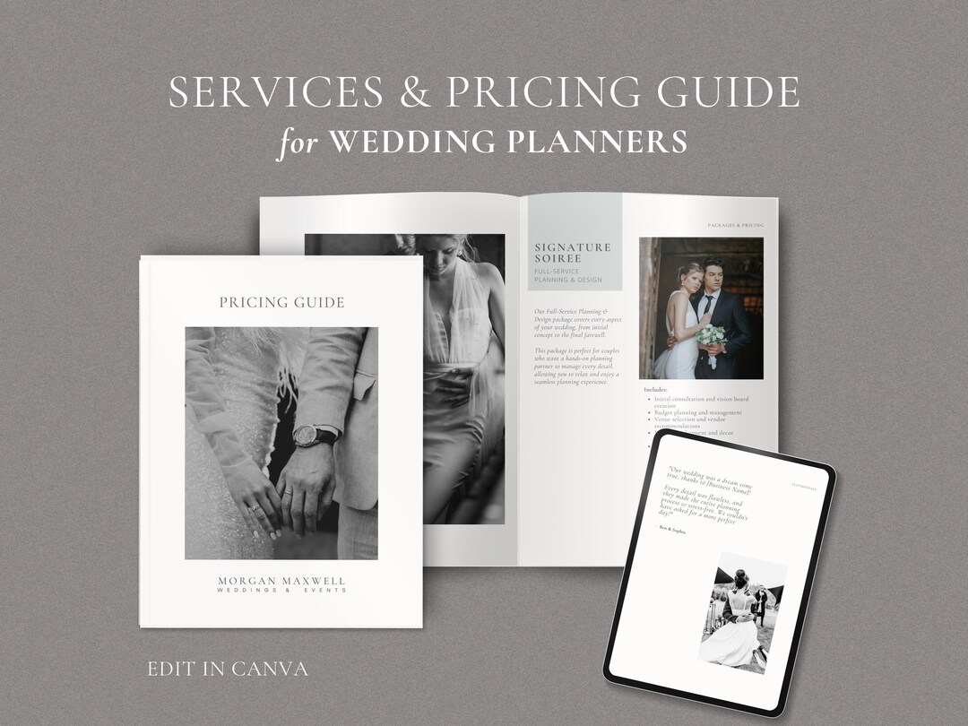 Wedding Planner Price List Canva Template, Editable Pricing Guide ...
