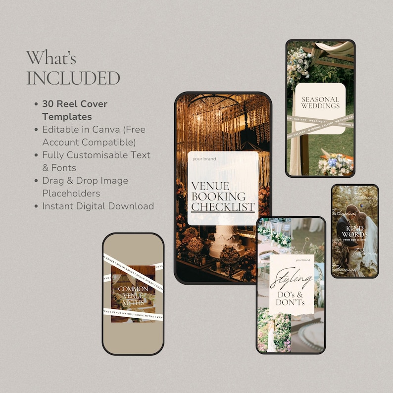 Wedding Event Venue Hire Instagram Reel Cover, Editable Social Media ...