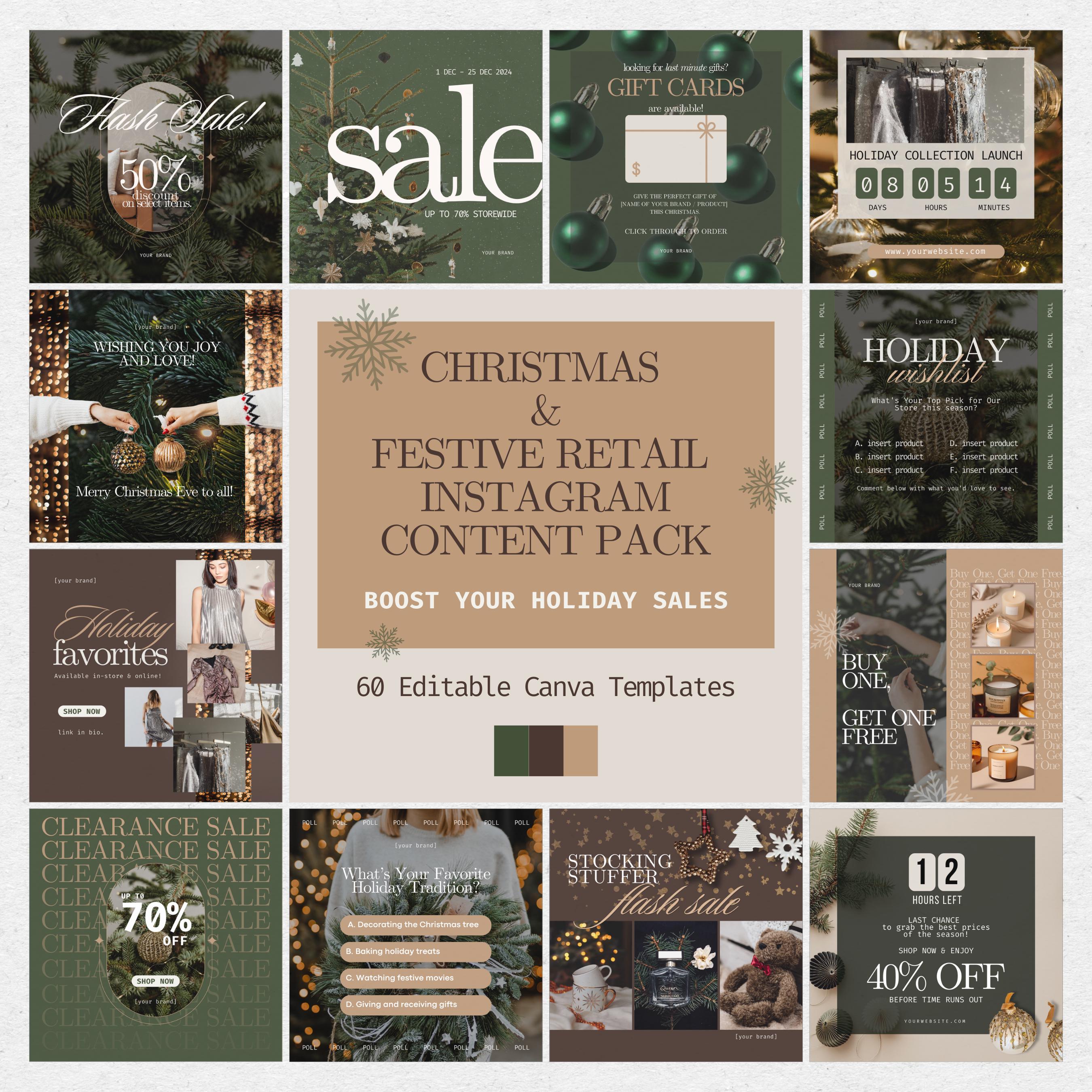 Christmas Instagram Templates, Canva Holiday Social Media Templates ...