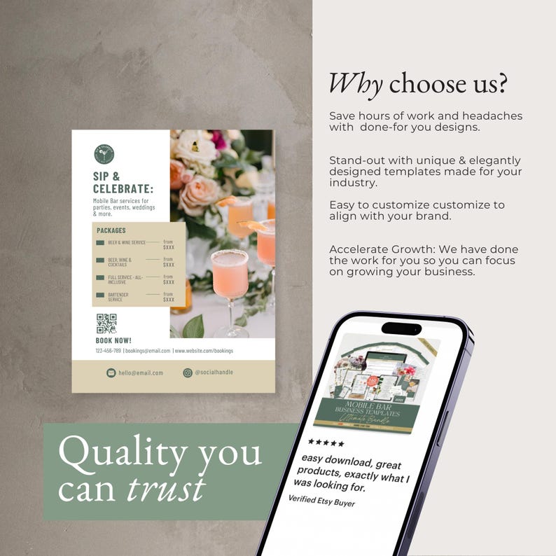 Mobile Bar Business Flyer Bundle, Canva Flyer Template, Mobile ...