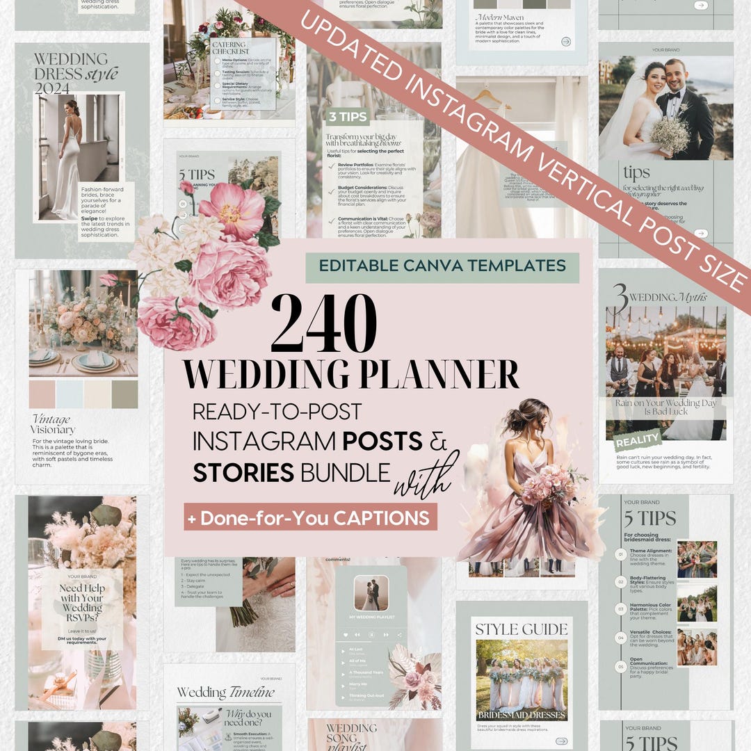 Wedding Planner Social Media Post and Stories Pack, Wedding Planner ...