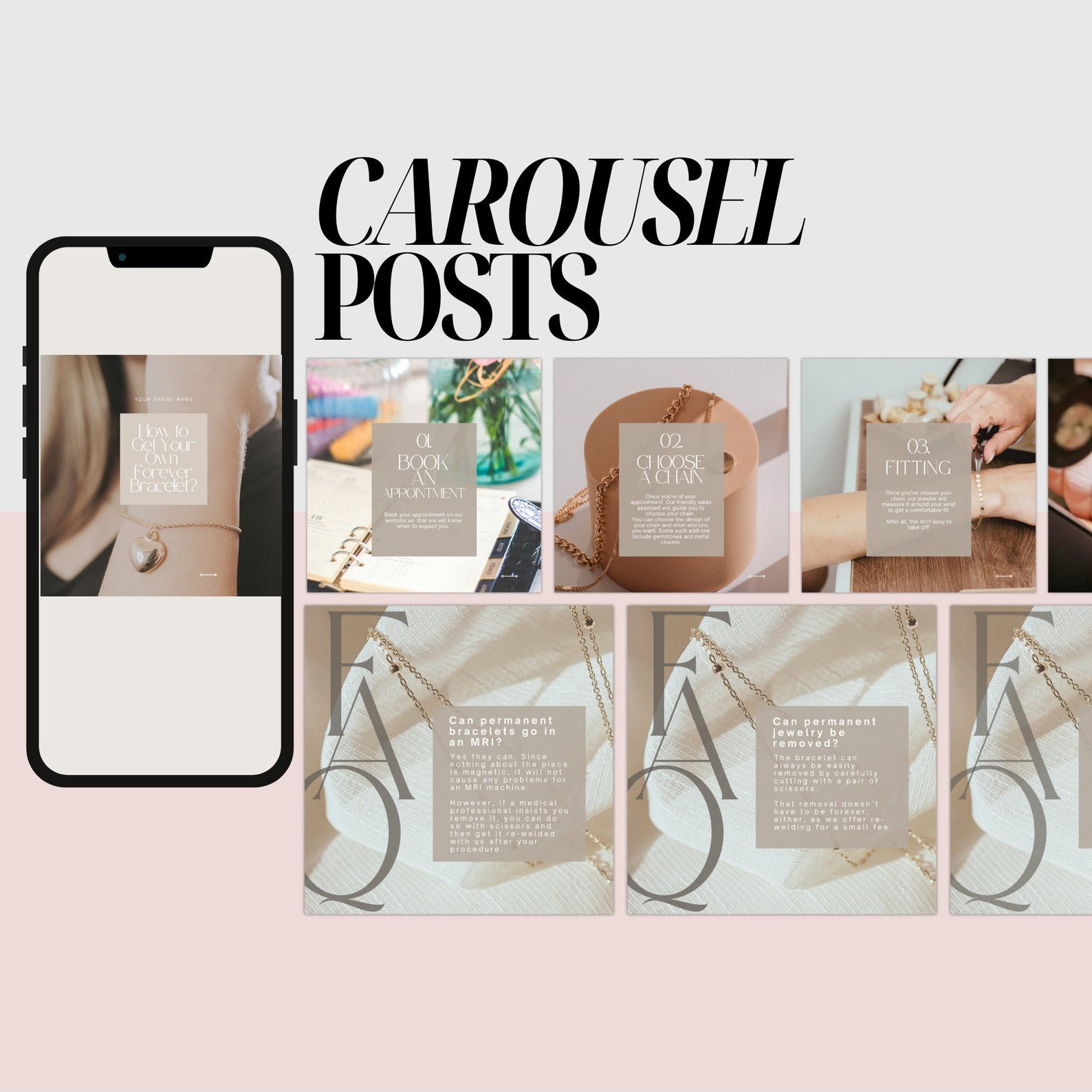 Editable Permanent Jewelry Social Media Posts Canva Instagram Templates ...