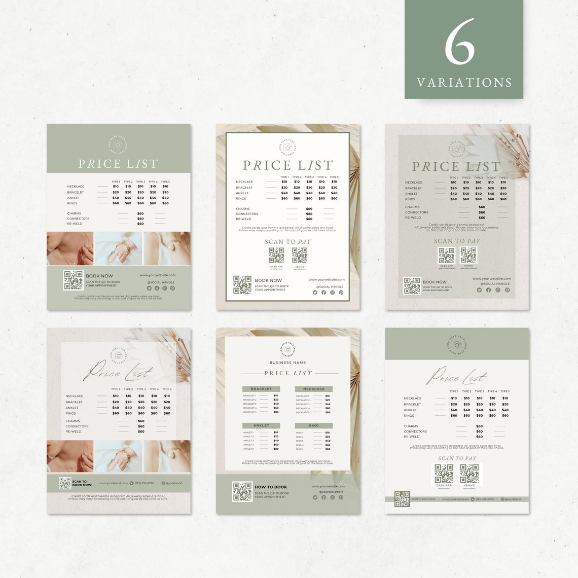 Permanent Jewelry Price List Template, Editable Canva Price List ...