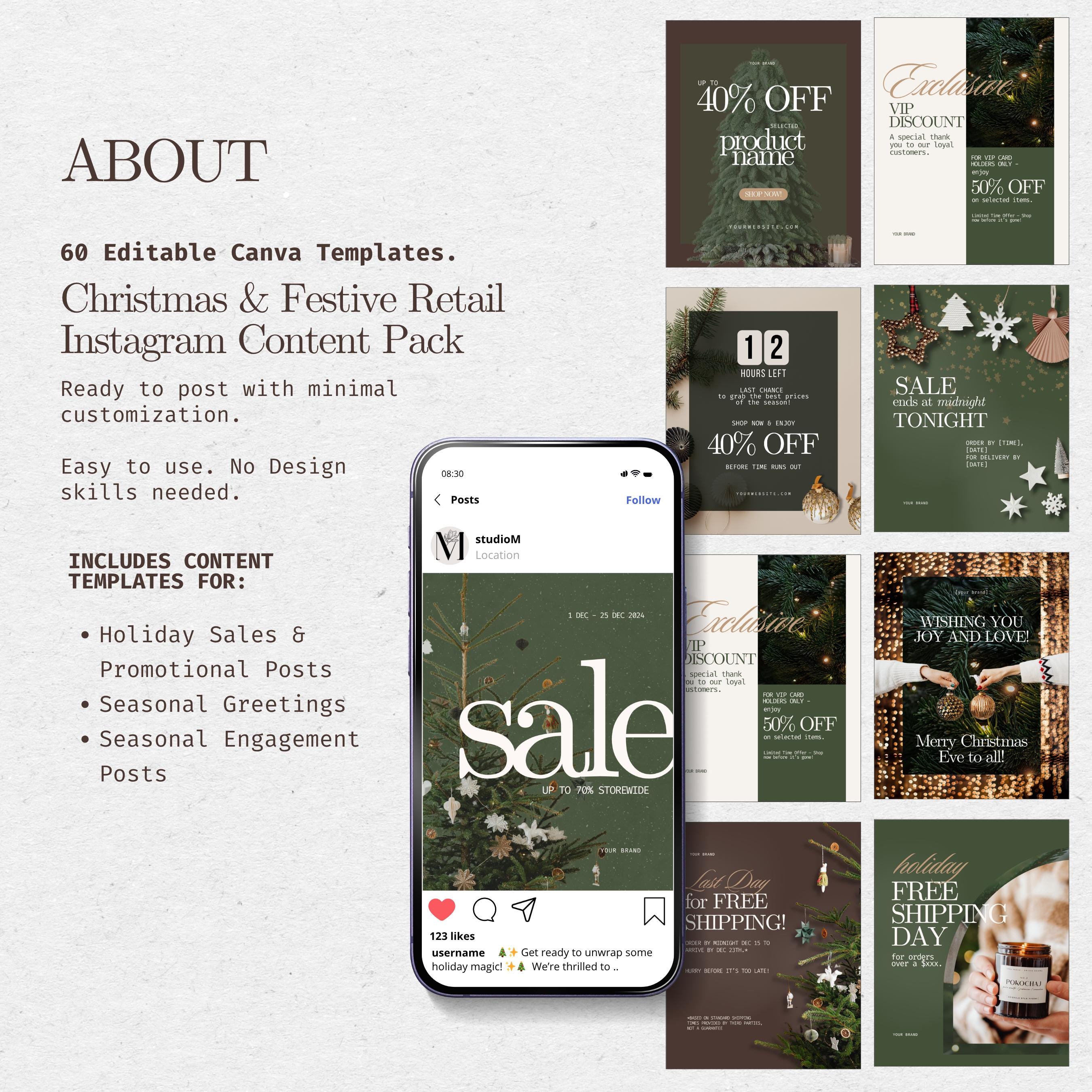 Christmas Instagram Templates, Canva Holiday Social Media Templates ...