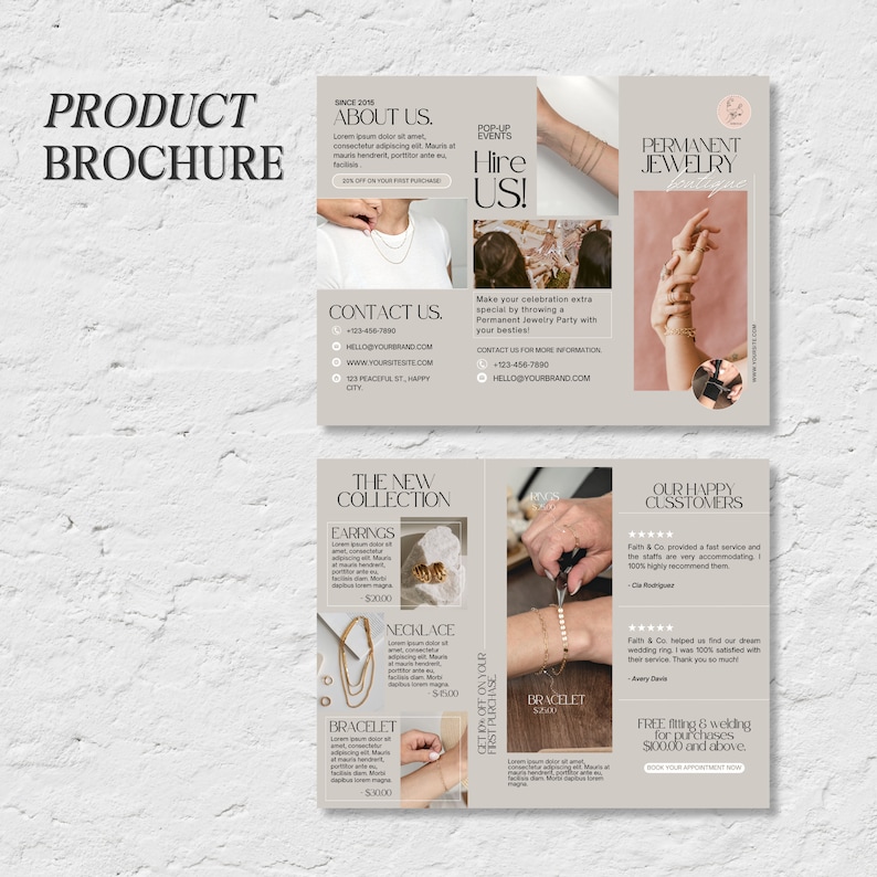 Permanent Jewelry Brochure, Canva Marketing Templates, Permanent ...