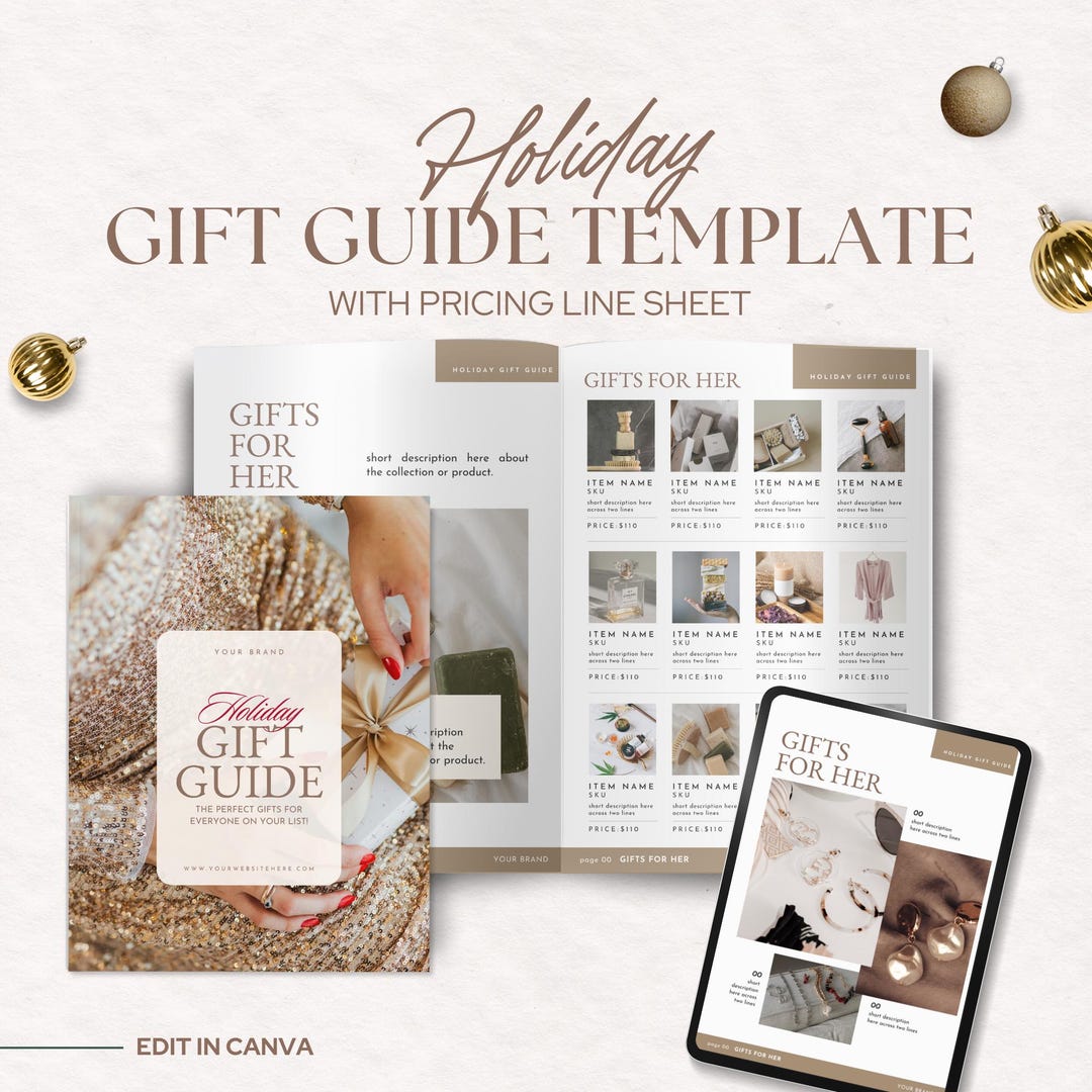 Holiday Gift Guide Canva Template, Christmas Product Catalog, Canva ...