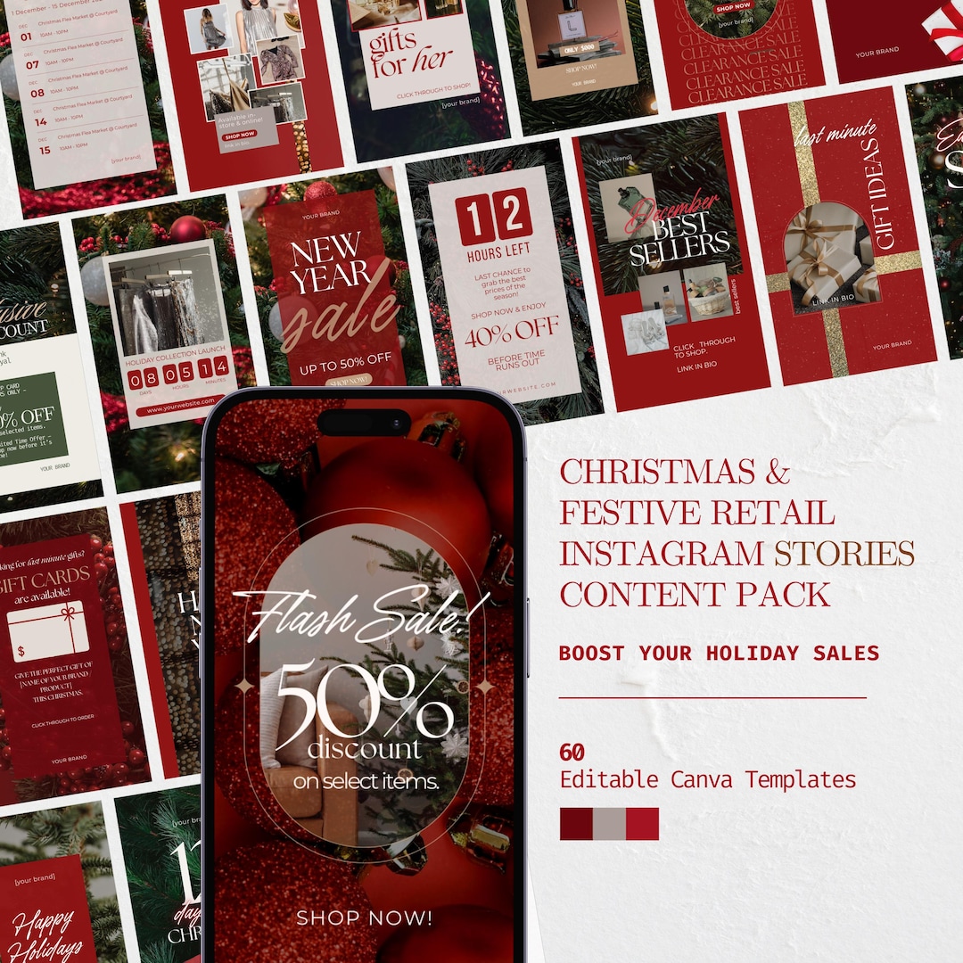 Christmas Instagram Templates, Canva Holiday Social Media Templates ...