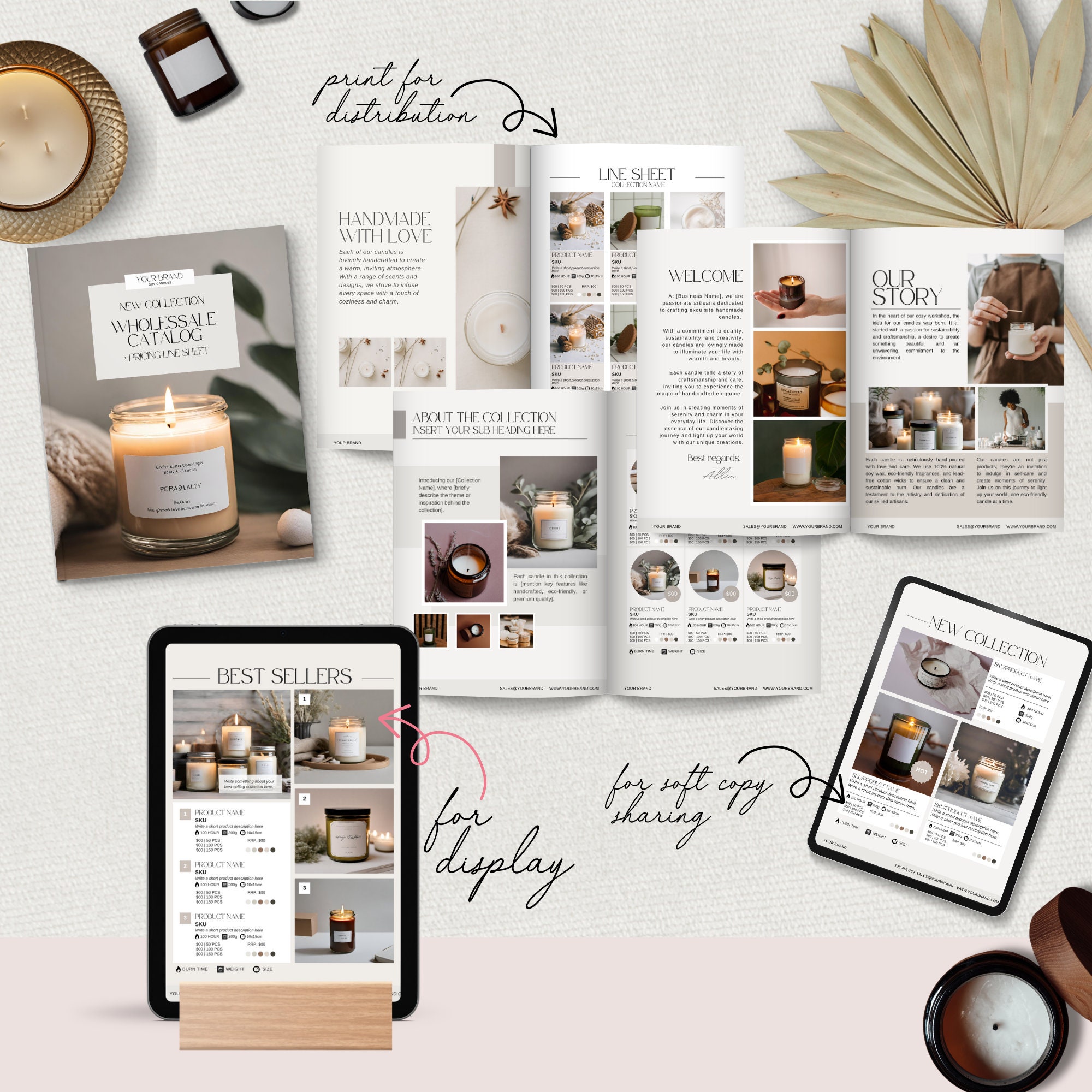 Candle Wholesale Line Sheet, Canva Wholesale Catalog Template, Business ...