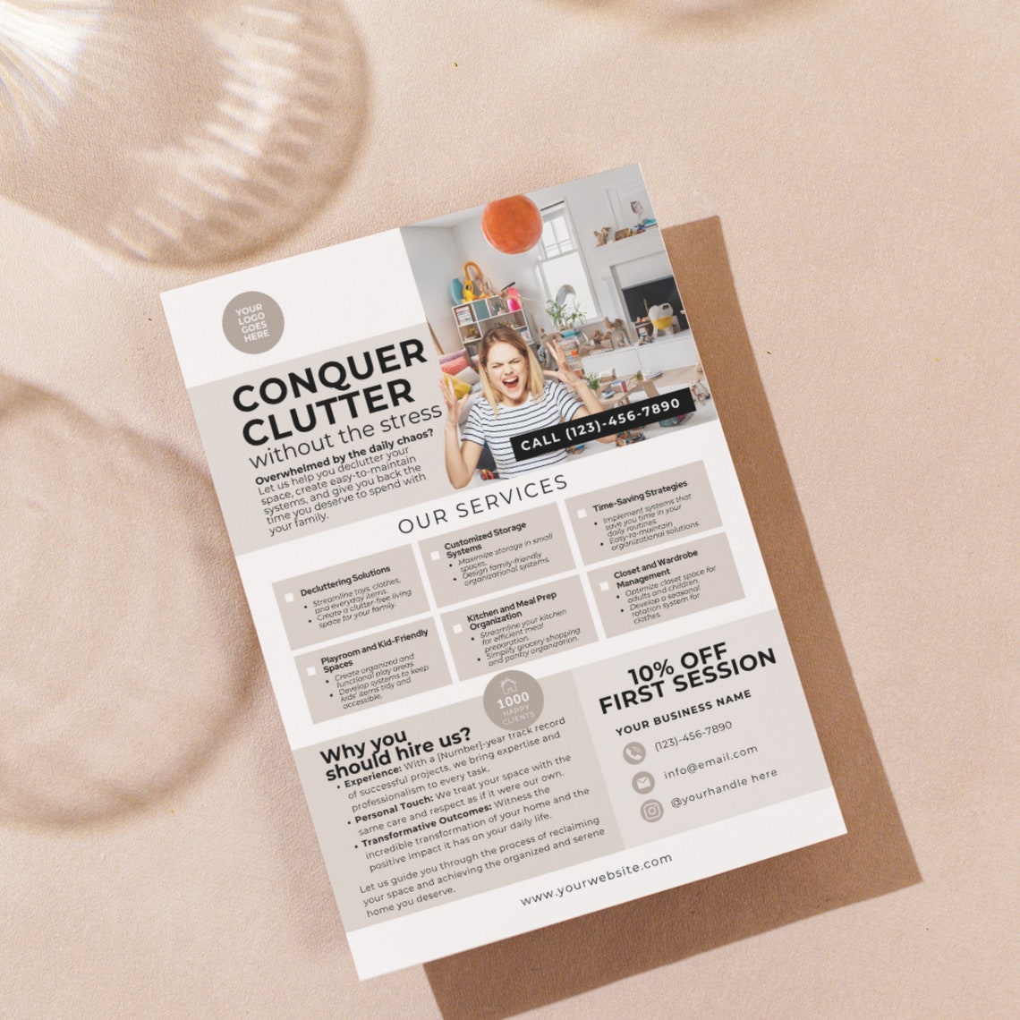 Home Organizer Flyer Bundle, Editable Canva Flyer Template, Marketing ...