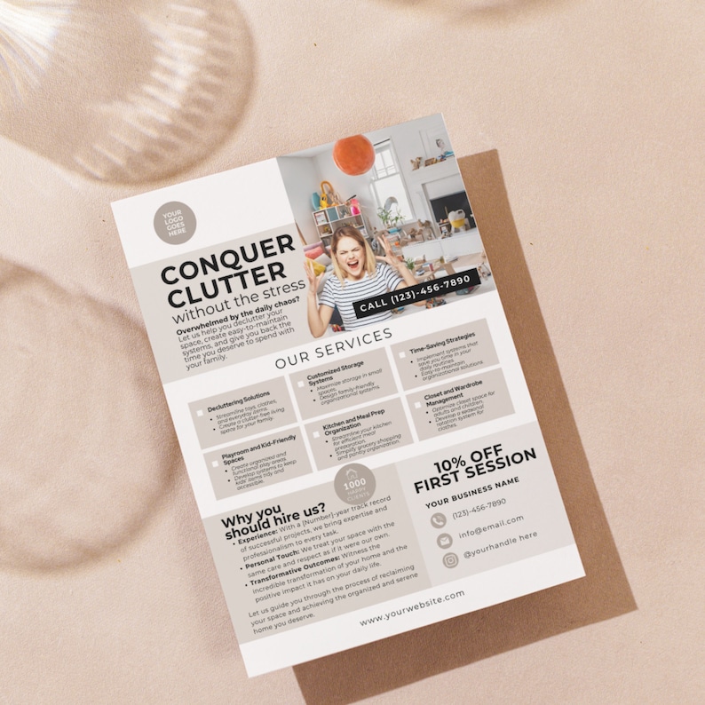 Home Organizer Flyer Bundle, Editable Canva Flyer Template, Marketing ...