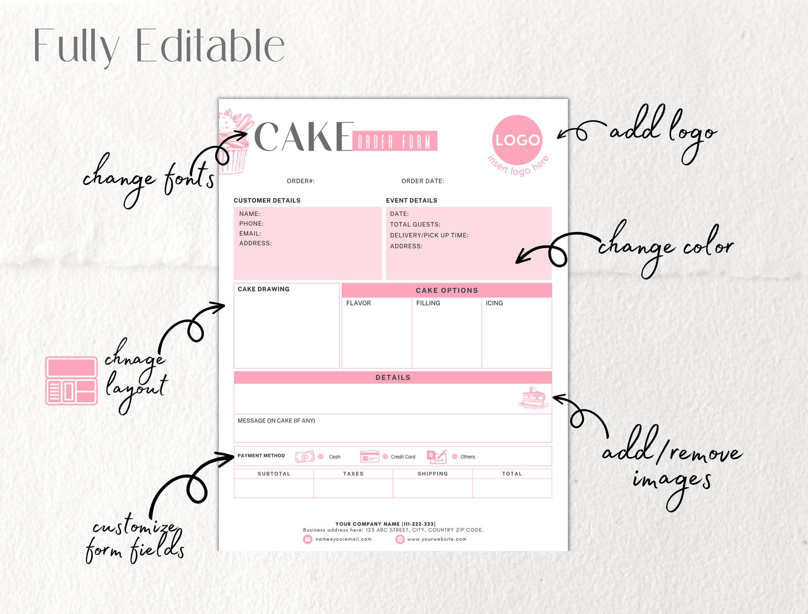 Cake Order Form Template, Bakery Order Form, Cake Custom Order Form - Etsy