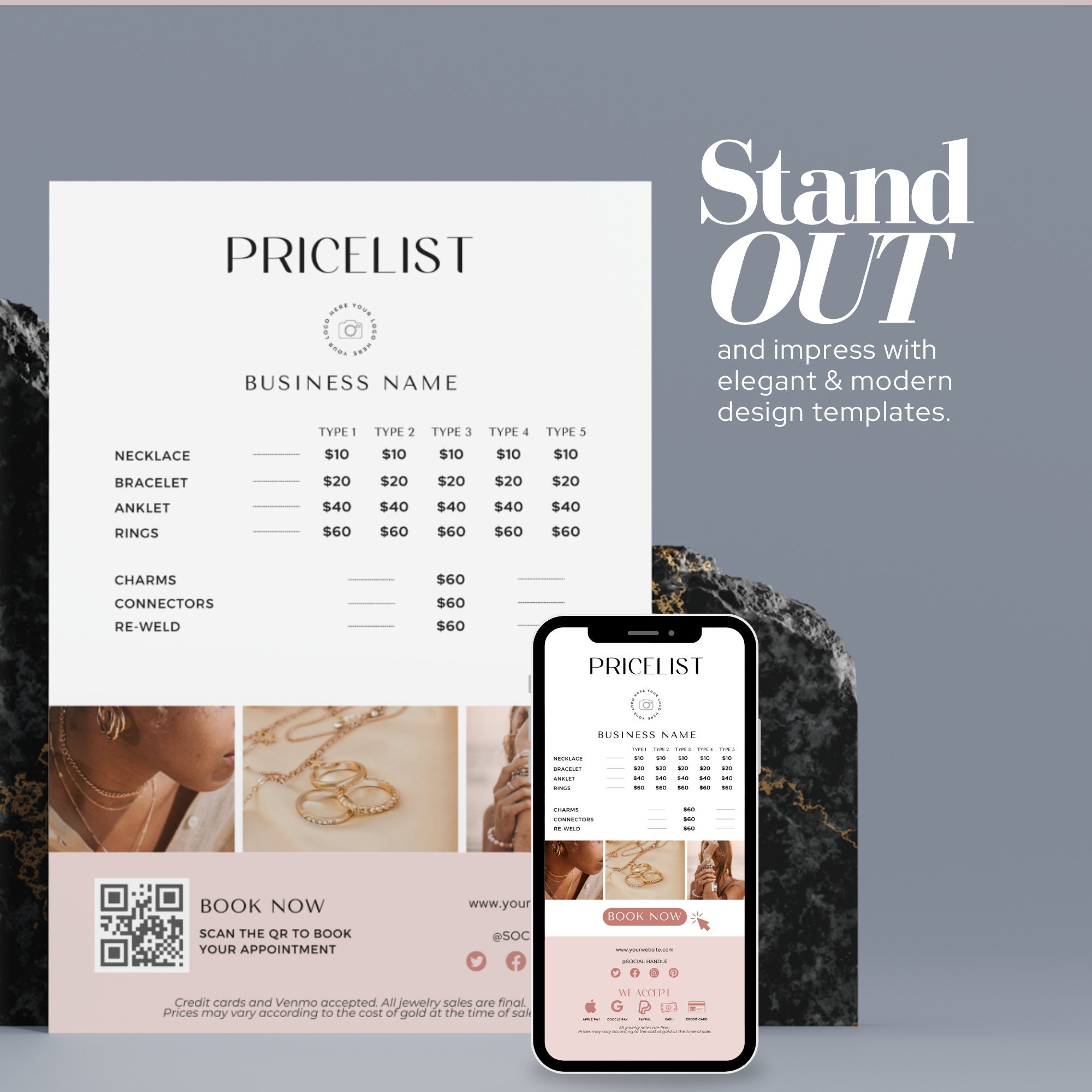 Permanent Jewelry Price List Sign Permanent Jewelry Editable Template ...