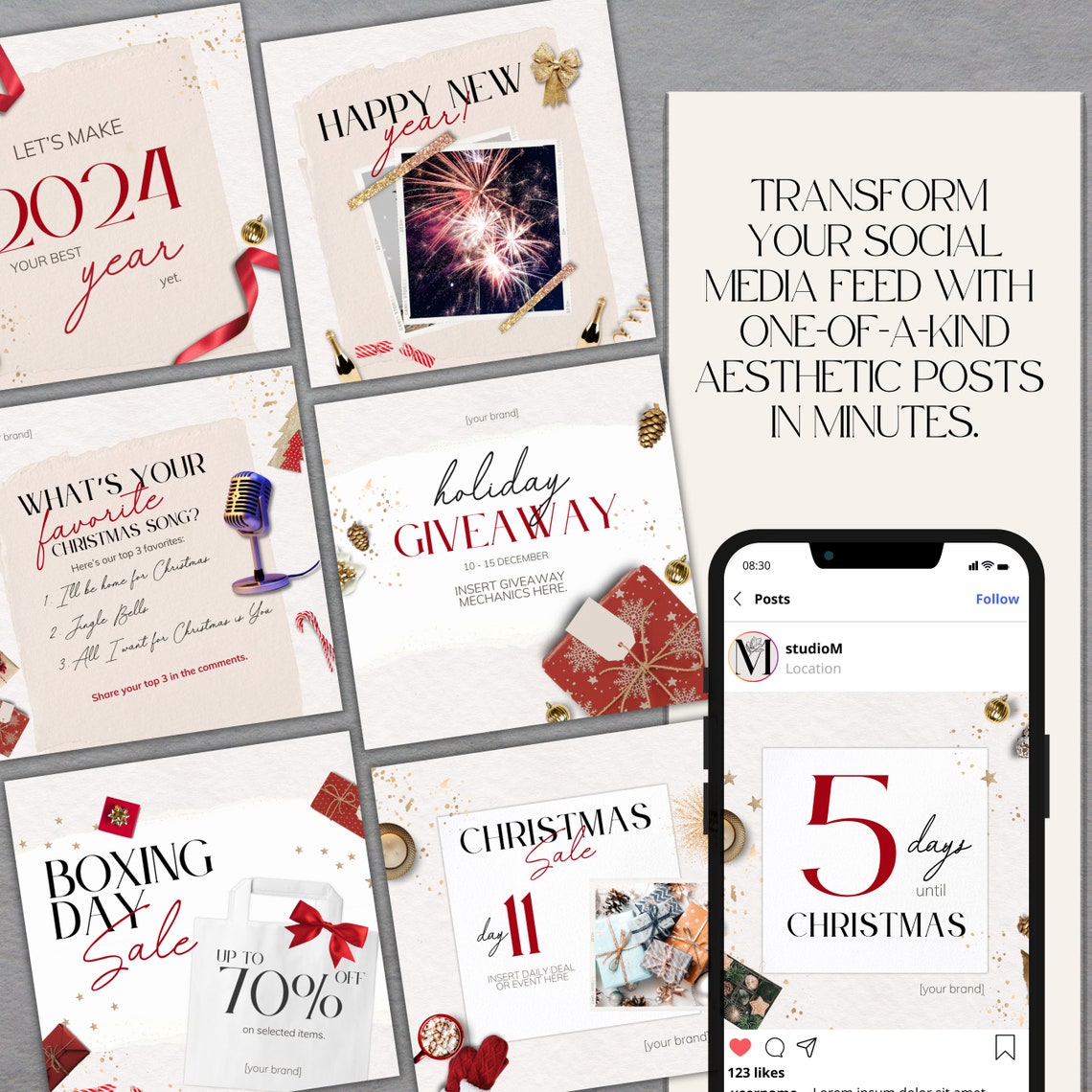 12 Days of Christmas Instagram Templates for Retail Shops, Editable ...