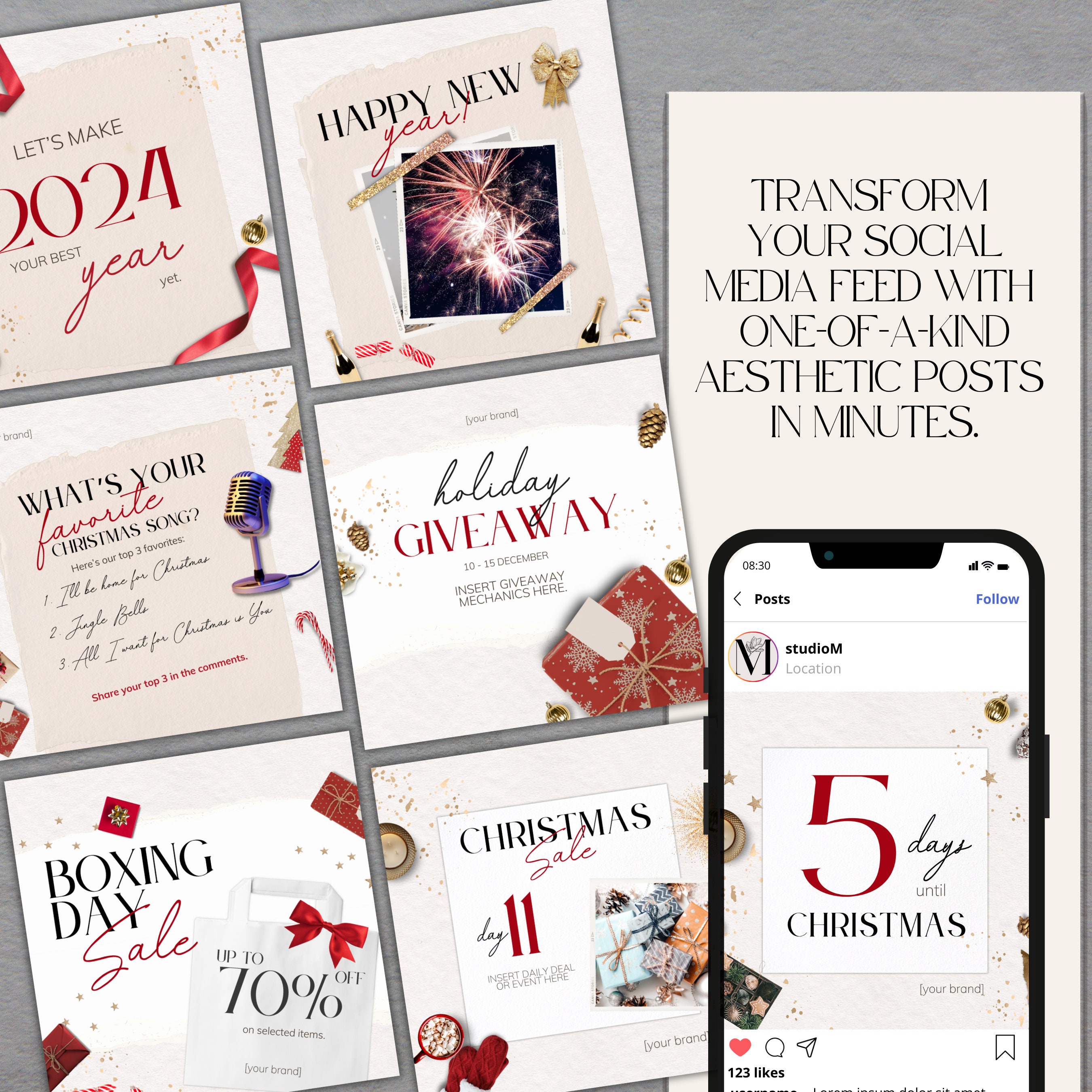 12 Days of Christmas Instagram Templates for Retail Shops, Editable ...