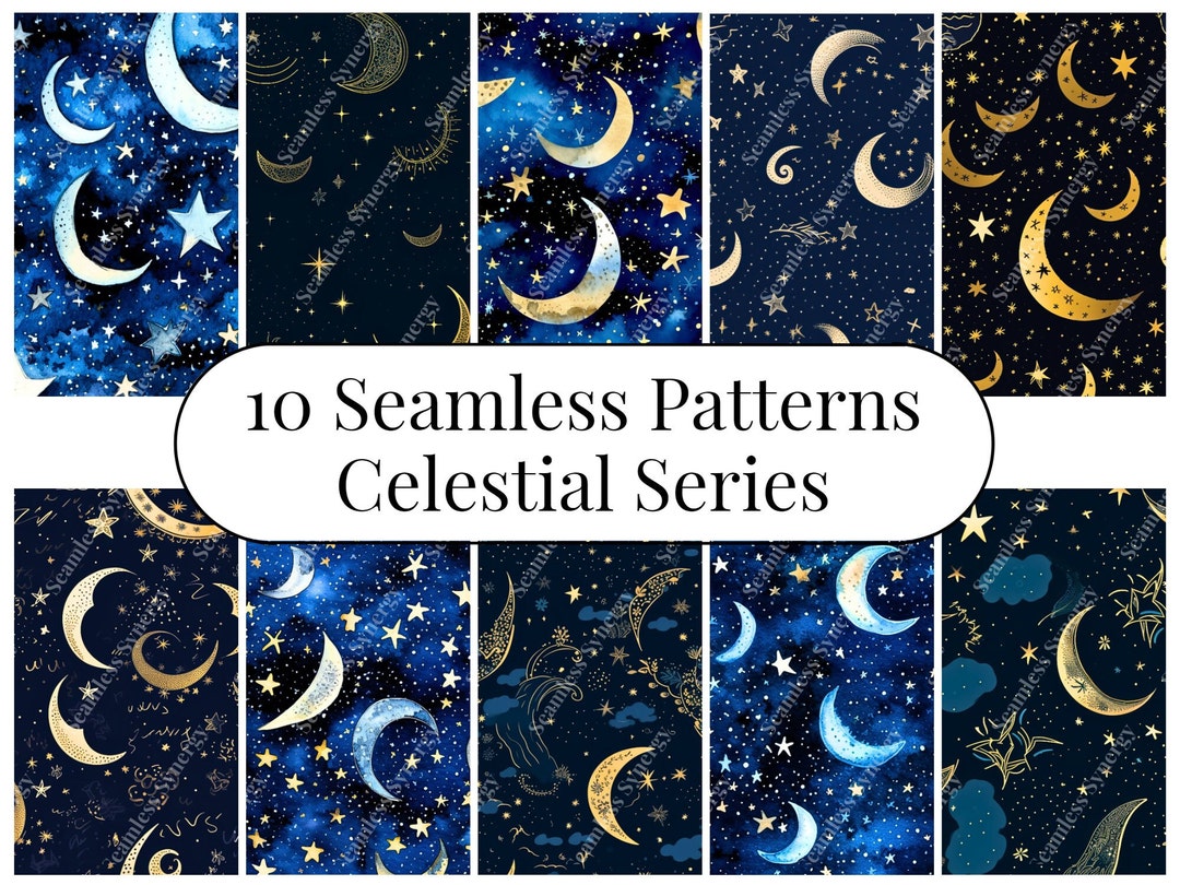 10 Seamless Patterns, Celestial Series, PNG SVG - Etsy