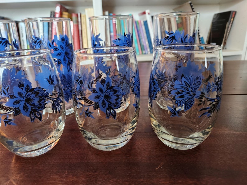 Royal Norfolk Blue Floral Cristar Mikonos Stemless Wine and Water ...
