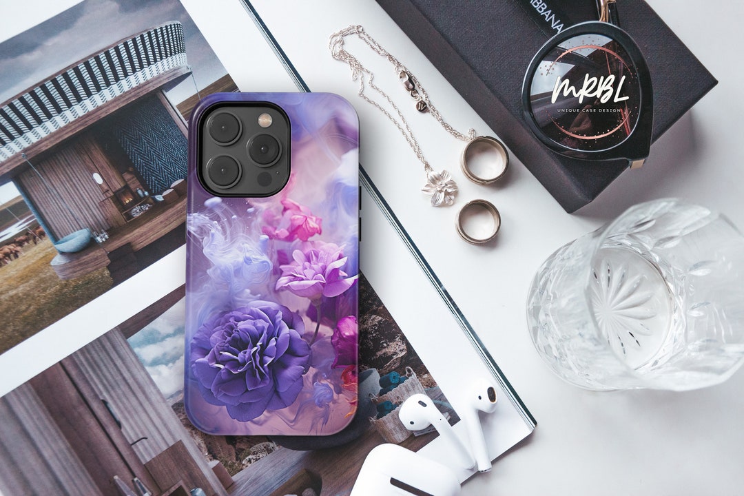 Purple Flowers With Liquid Smoke Phone Case Made by MRBL - Etsy
