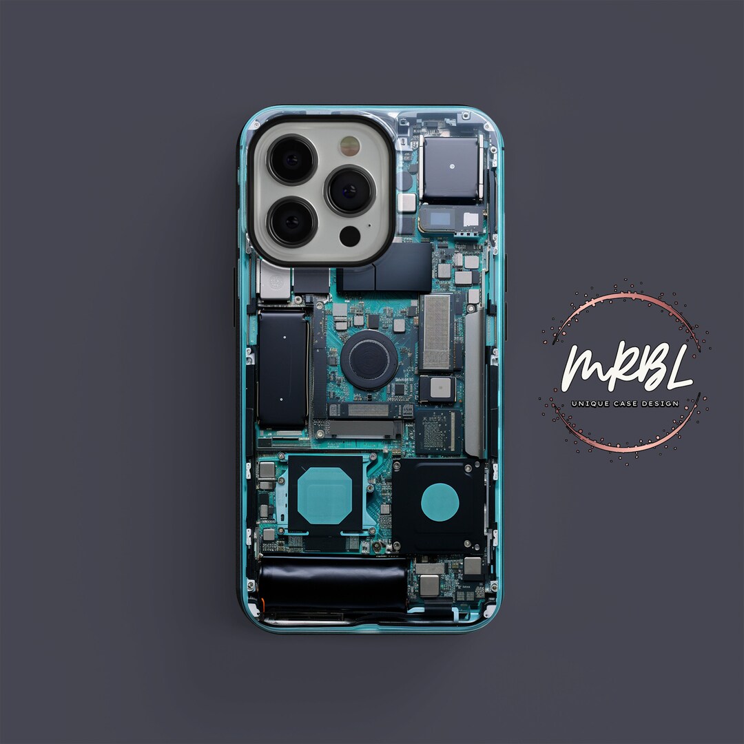IPhone 15 Blue Circuit Board Sci-fi Xray Technology Tough Gamer Phone ...