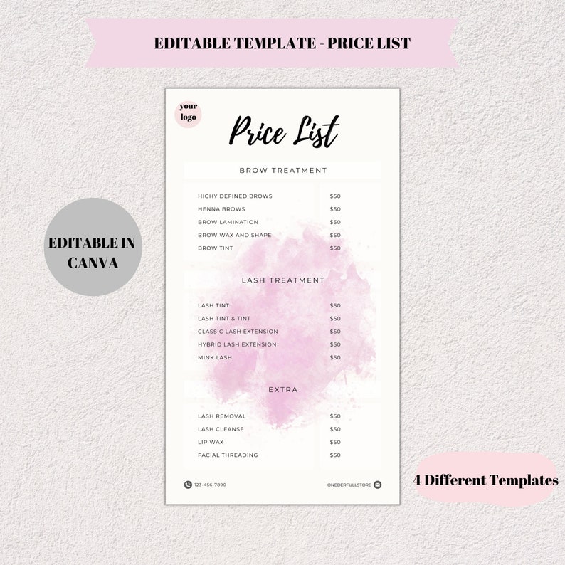 Elegant Price List Template for Small Businesses Create - Etsy