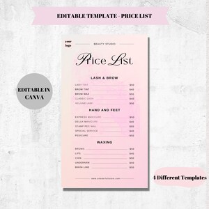 Elegant Price List Template for Small Businesses Create - Etsy