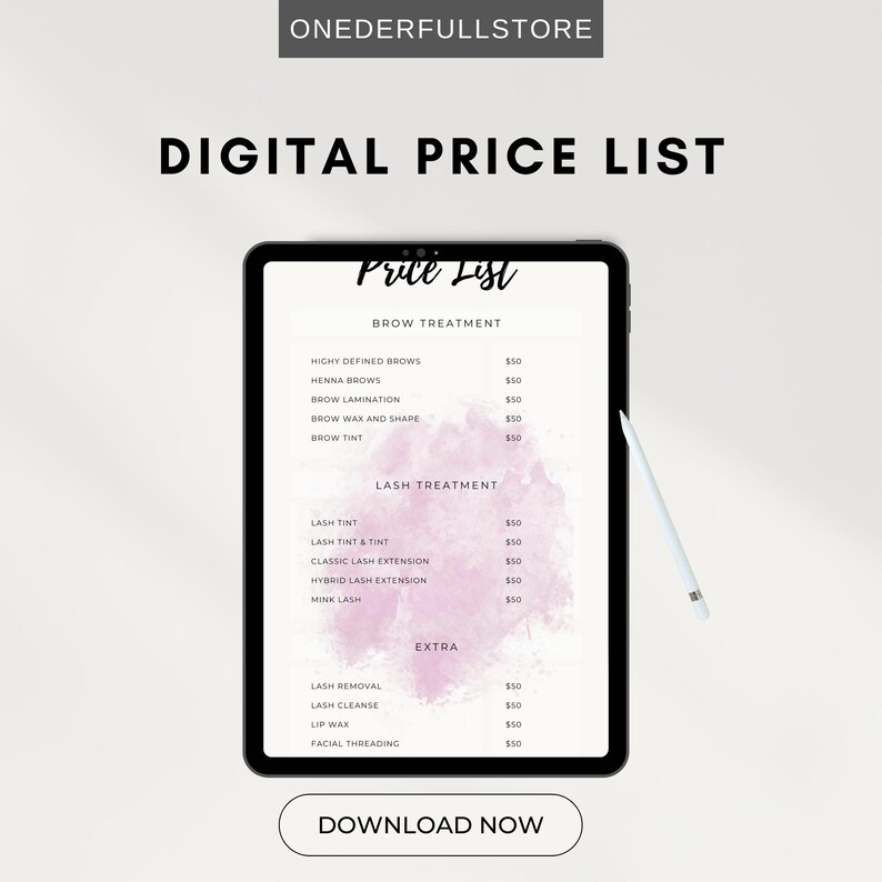 Elegant Price List Template for Small Businesses Create - Etsy