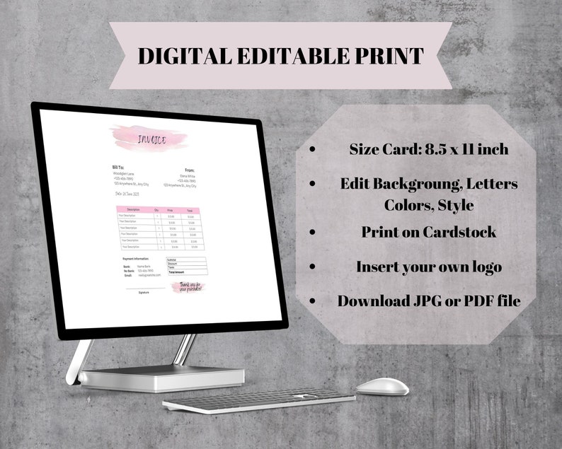 Invoice Business Template Editable Small Business Invoice - Etsy