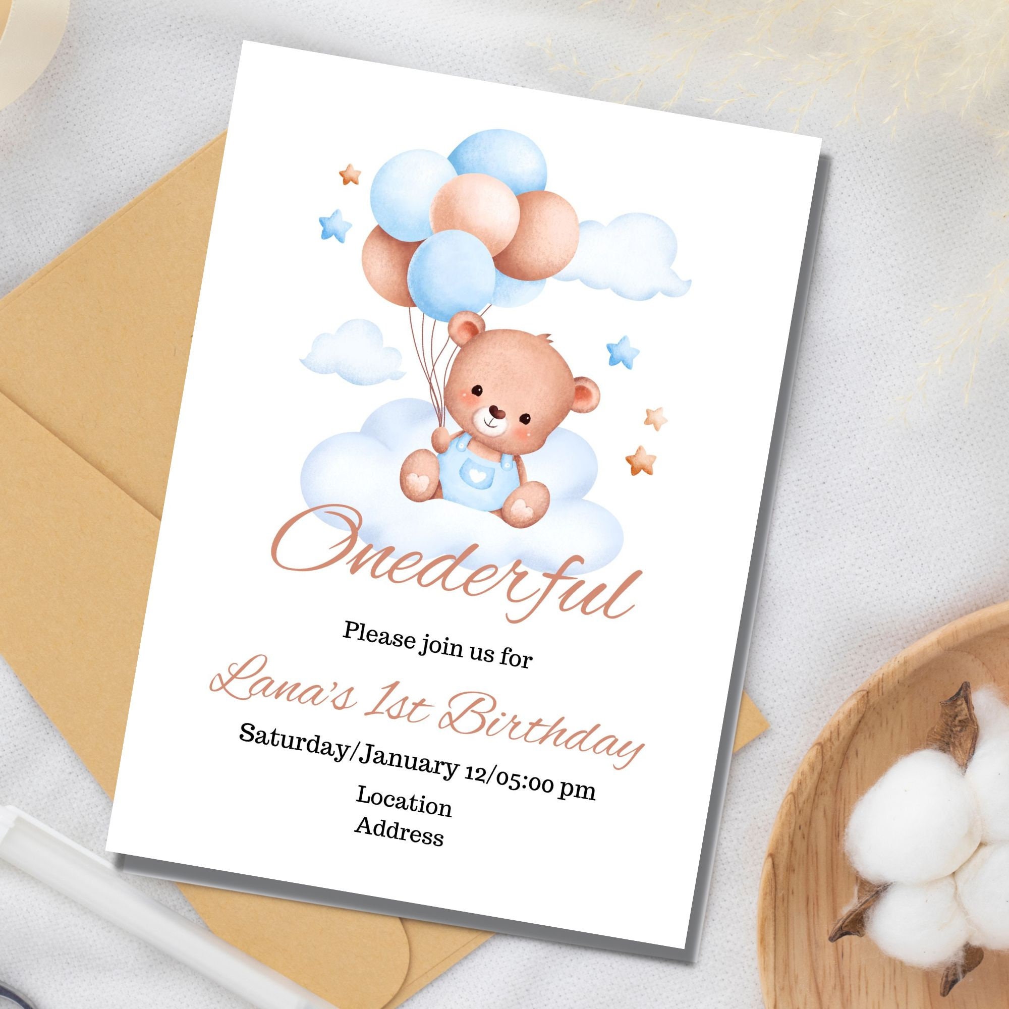 First Birthday Invitation Card Teddy Bear Invitation Card Birthday ...