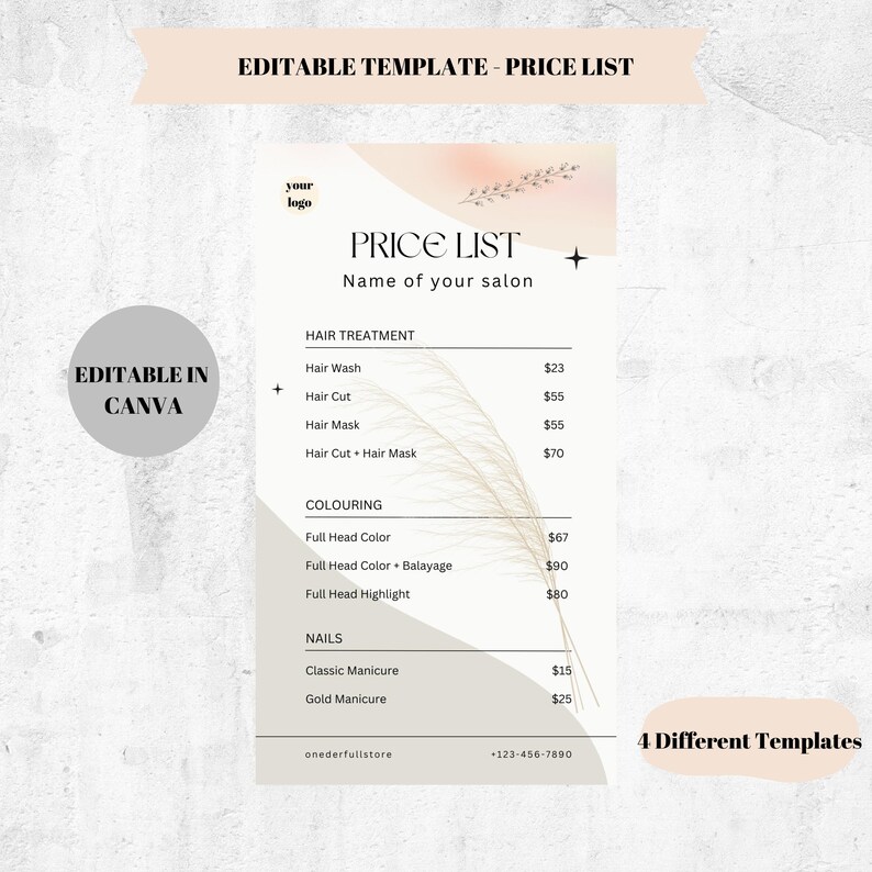 Elegant Price List Template for Small Businesses Create - Etsy