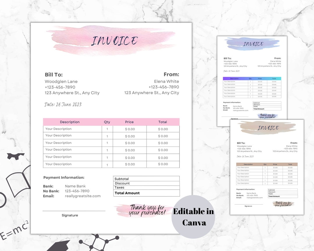 Invoice Business Template Editable Small Business Invoice - Etsy