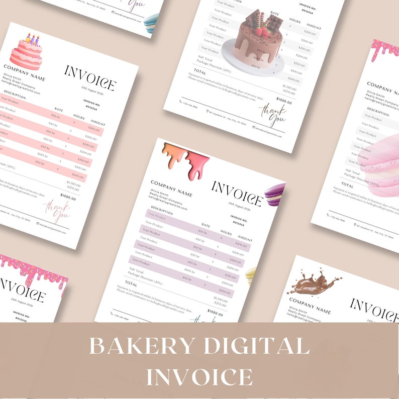 Bundle Invoice Template Cake Bakery, 4 Different Templates, Cake Order ...