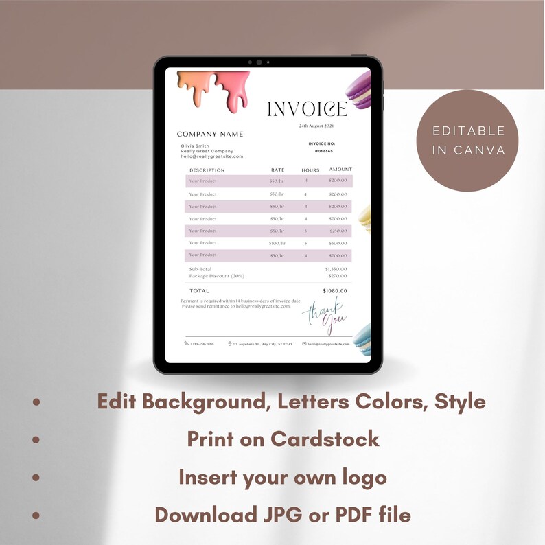 Bundle Invoice Template Cake Bakery, 4 Different Templates, Cake Order ...