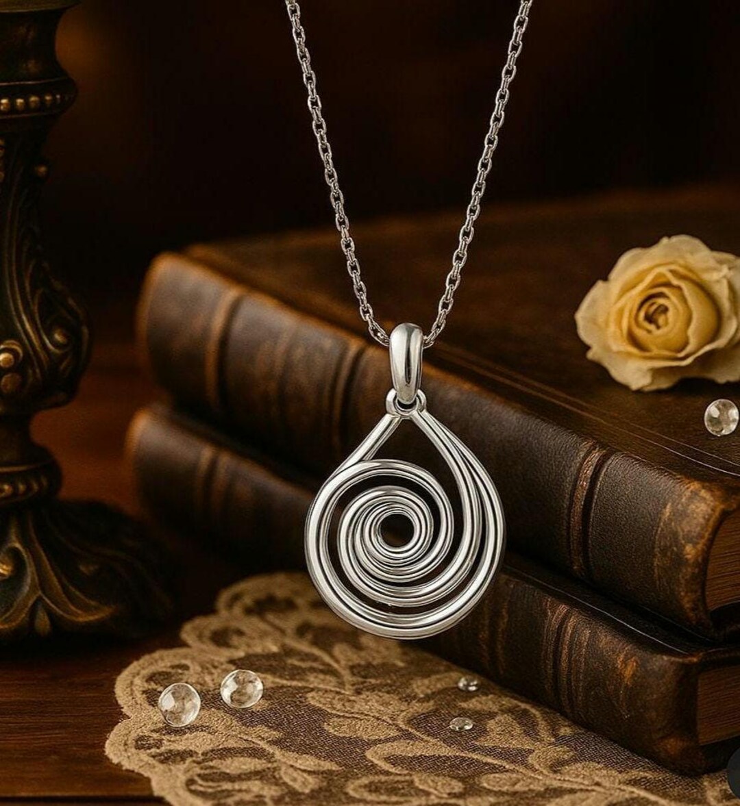 Spiral Wave Necklace • Silver & Gold Swirl Necklace • Whirlpools ...