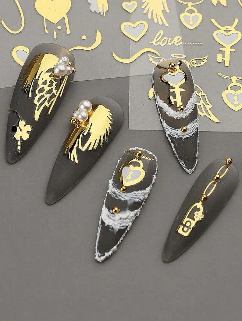 3D Heart Nail Art Stickers, Nail Decals Self-adhesive, Nail Stickers ...