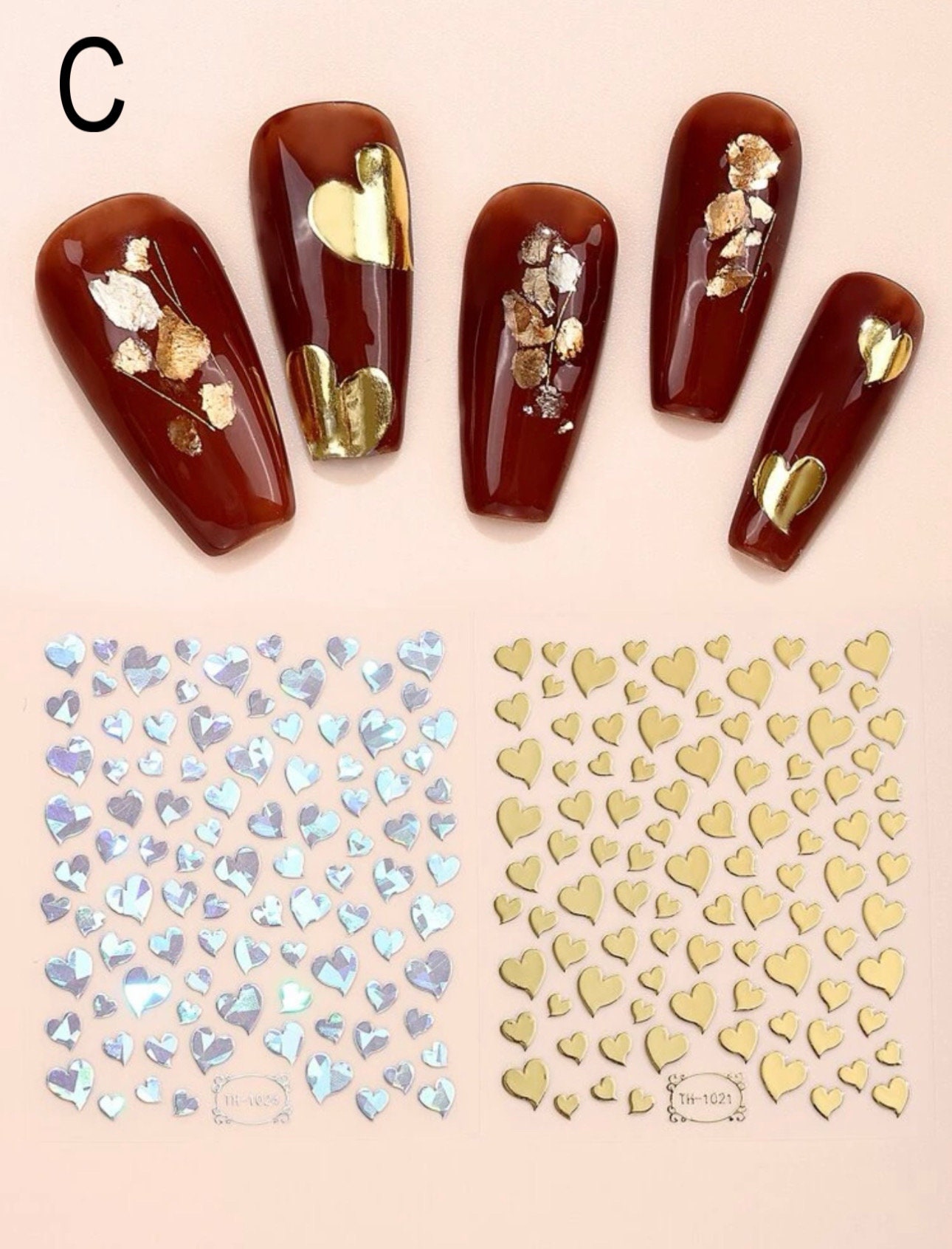 3D Heart Nail Art Stickers, Nail Decals Self-adhesive, Nail Stickers ...